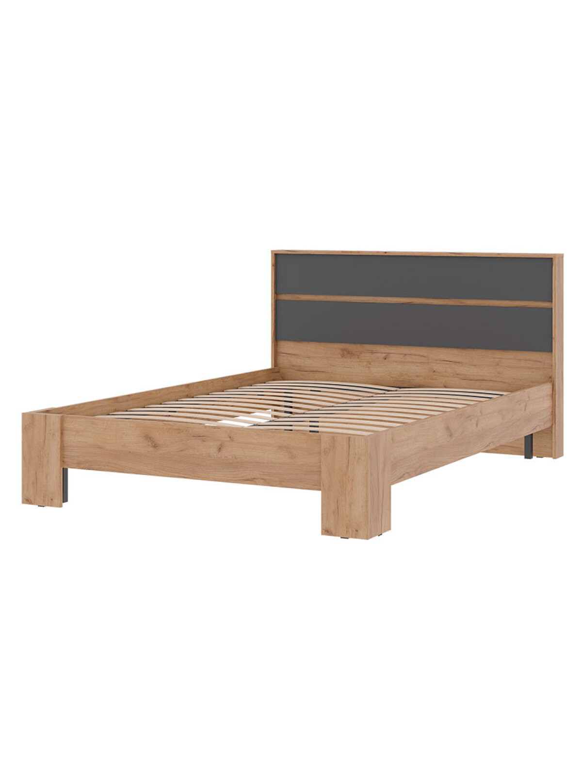 Кровать 140х200 "Хелен КР 02" графит+крафт Huge Mebel. Ширина 1470 Высота 2114. Кровати
