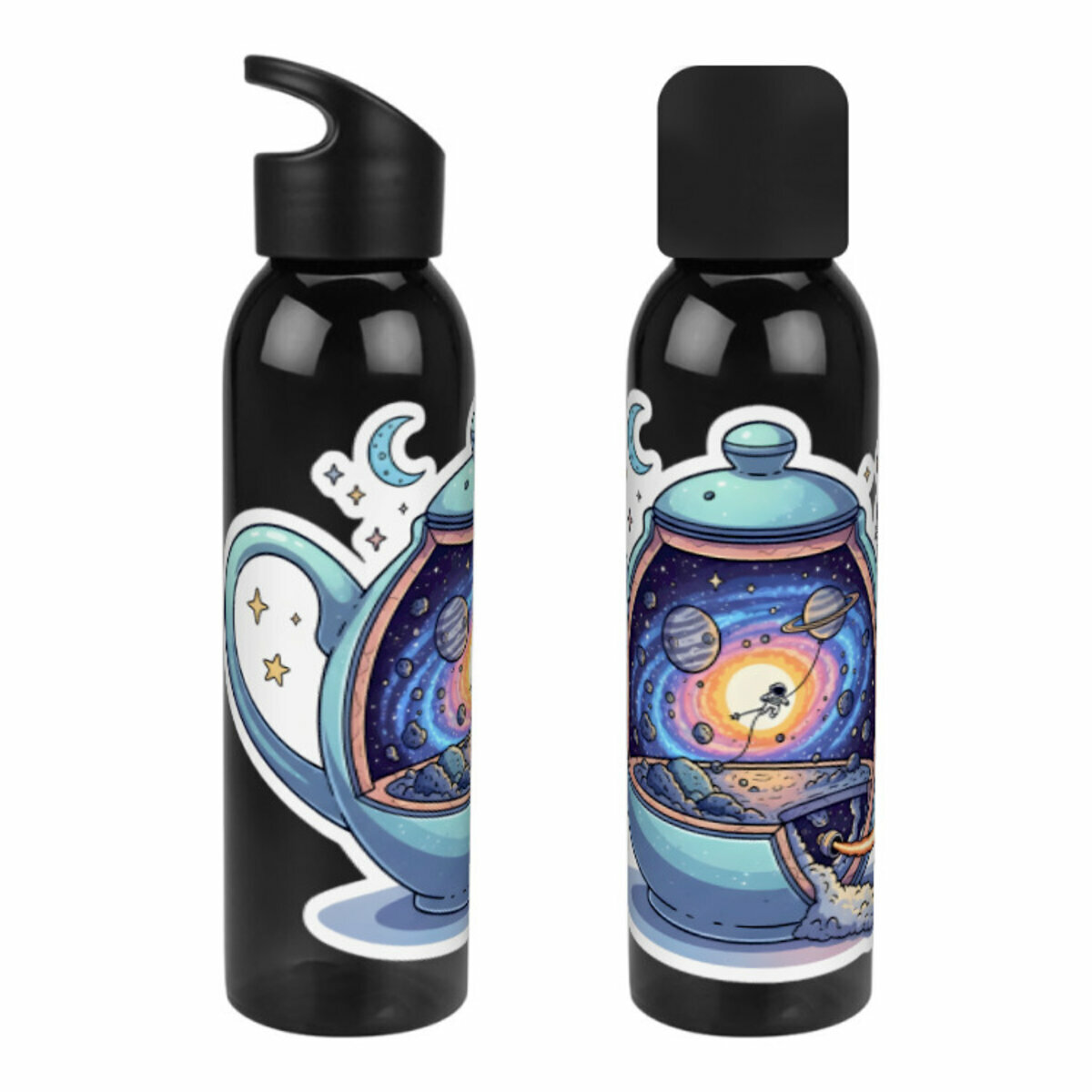 Бутылка для воды «Маленький космос внутри чайника» (черный)