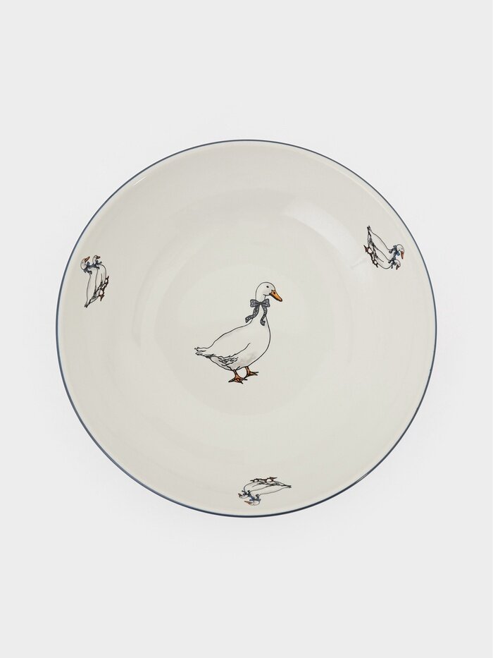 Тарелка глубокая Добрушский завод «Гуси», 300 мл, фарфор, белая, диаметр 20 см