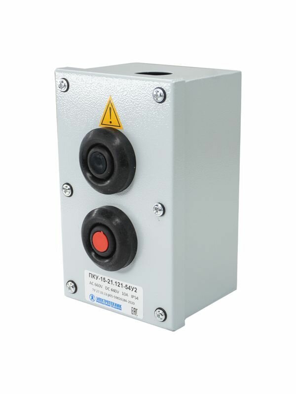 Пост кнопочный ПКУ-15-21.121-54 У2 (1хВК30-10-11110-54 (1з+1р) черн. + 1хВК30-10-11110-54 (1з+1р) красн. + PG-19) пост управления Электротехник ET054