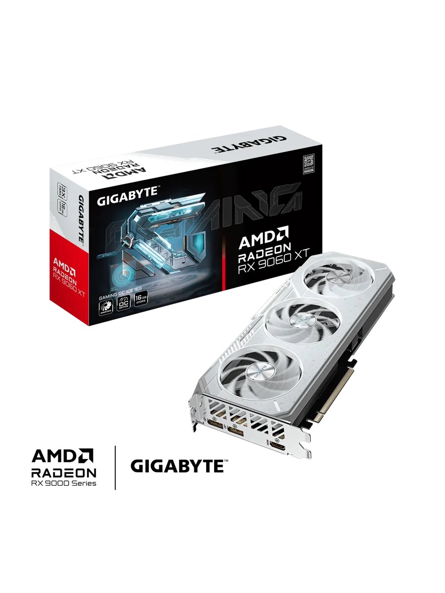 Видеокарта AMD Radeon RX 9060 XT Gaming OC ICE 16 ГБ GV-R906XGAMINGOCICE-16GD