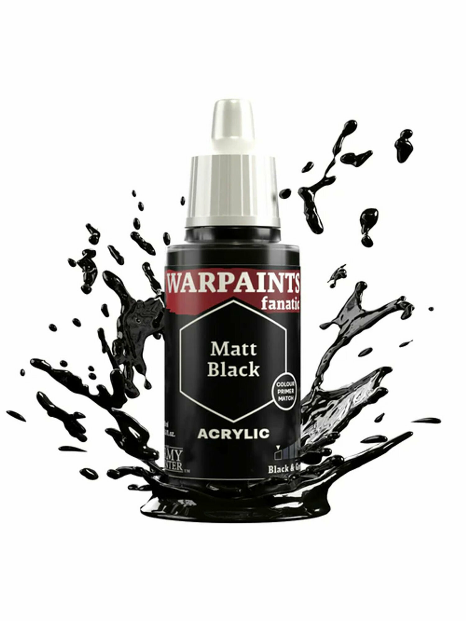 Краска акриловая Army Painter серии Warpaints Fanatic - Matt Black WP3001, 18 мл