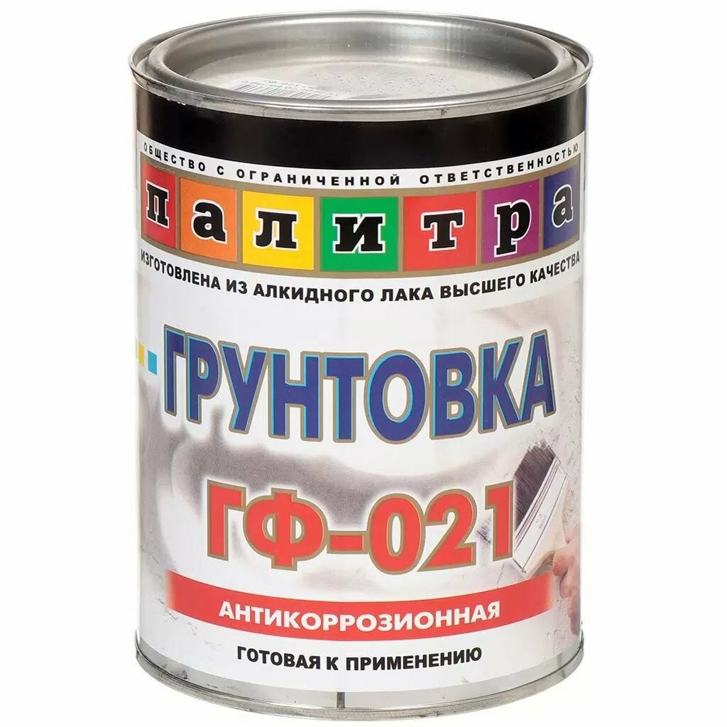 Грунтовка алкидная Палитра ГФ-021 серая 0.9 кг для внутренних и наружных работ по металлу и дереву