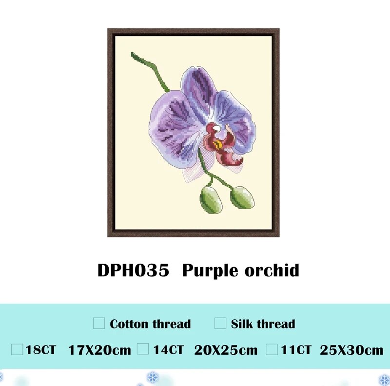 Набор для вышивки крестом "Фиолетовая орхидея", 14ct, Silk thread