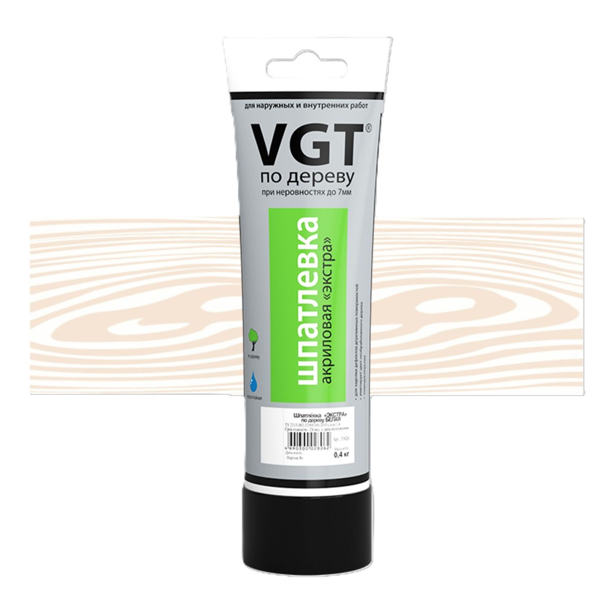 Шпатлевка по дереву VGT Экстра, акриловая, 0,4 кг, белая