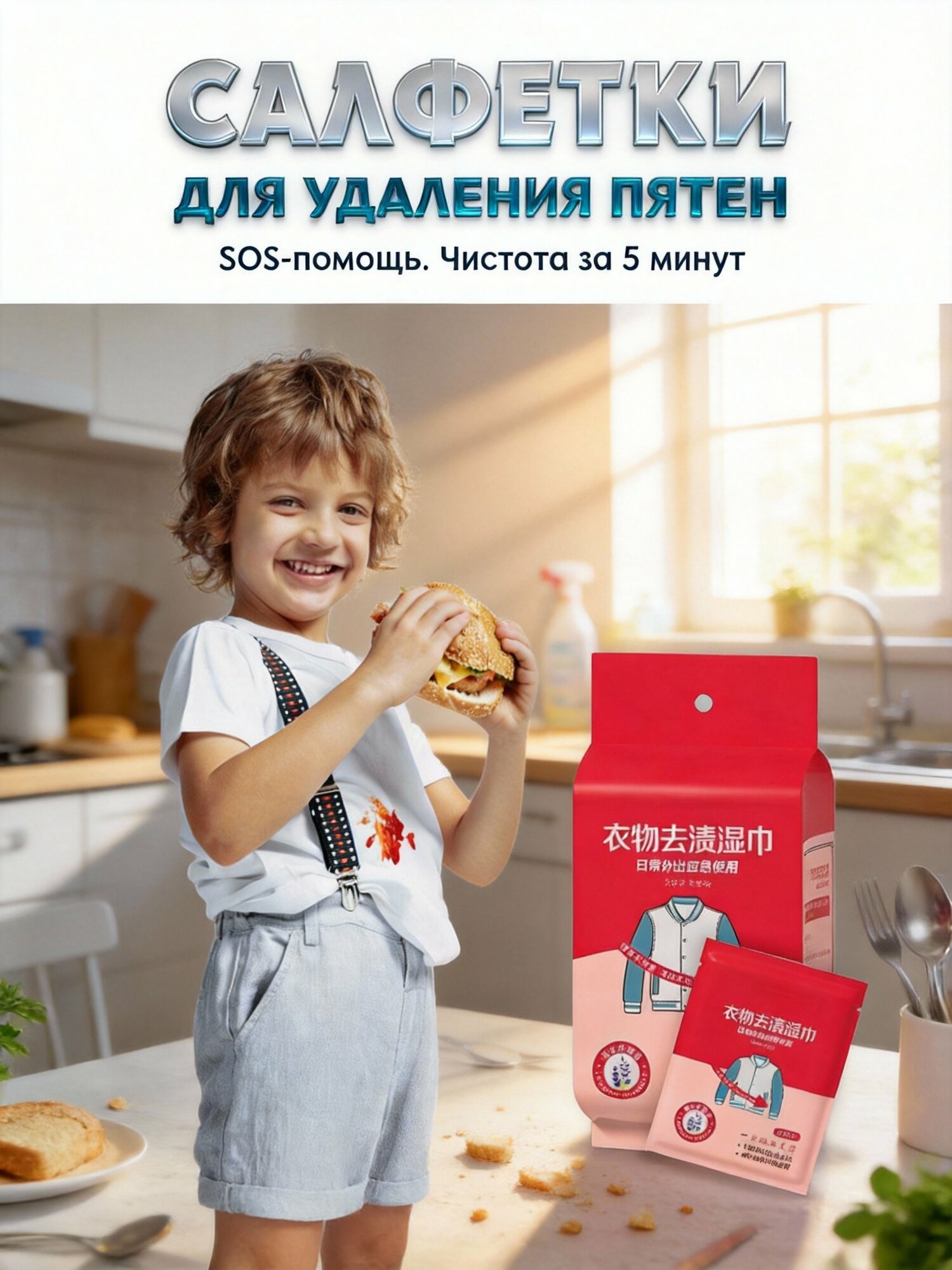 Влажные салфетки для удаления пятен на одежде, мини-пакет 20 штук — универсальные для обуви, мебели и салона автомобиля