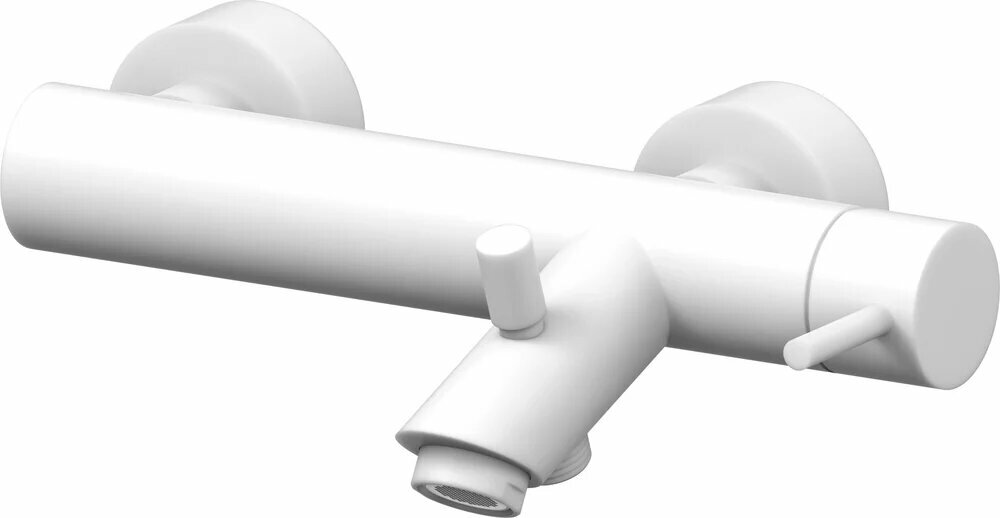 Смеситель для ванны с душем Paffoni Light LIG022BO настенный, однорычажный, белый, матовый, латунный, без лейки, с керамическим картриджем