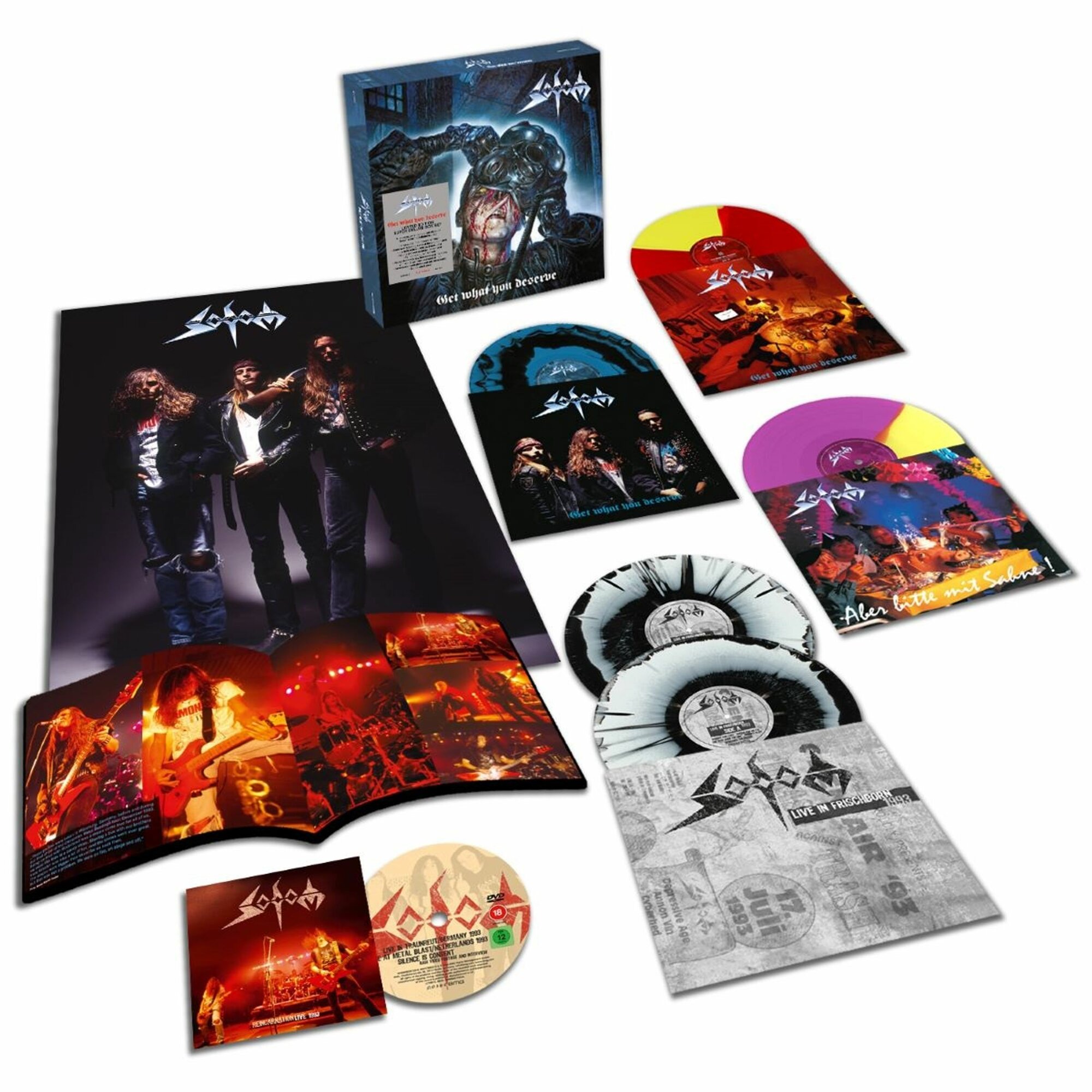 Виниловая пластинка Sodom - Get What You Deserve (2026 Remaster) (Limited Super Deluxe Box Set) (Colored Vinyl) (5 LP, 1 DVD) (1 DVD)