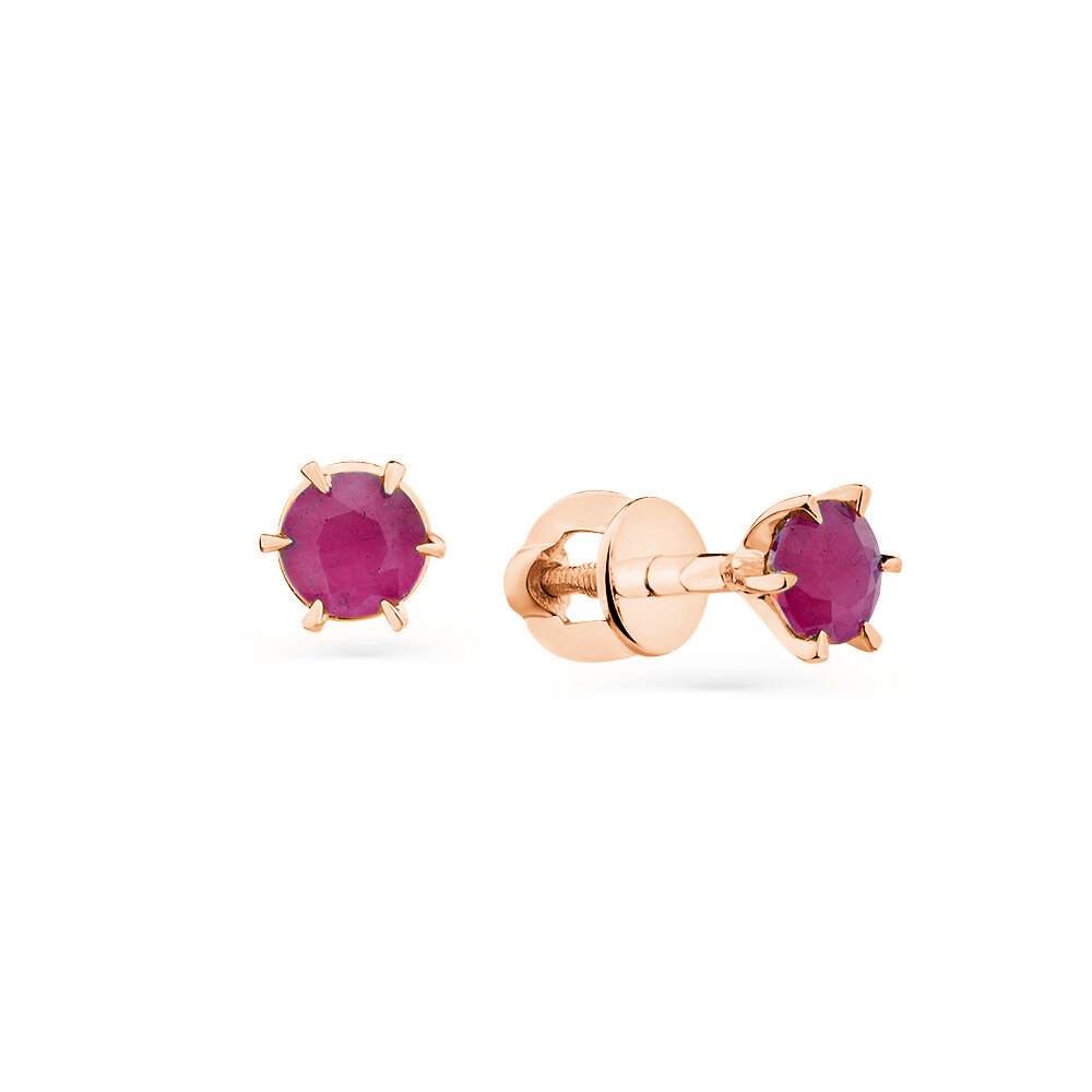 Серьги, красное золото, 585 проба, рубин