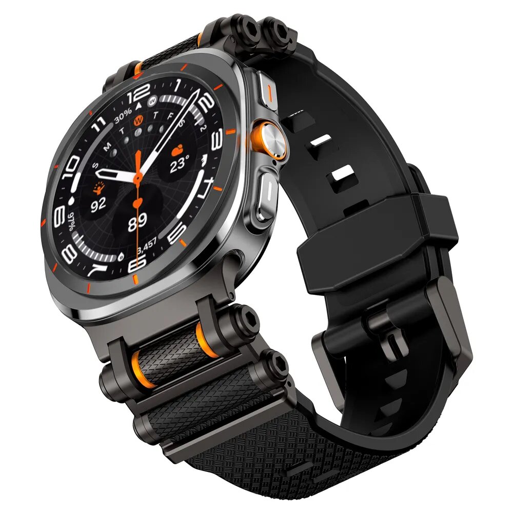 Разъем из нержавеющей стали + силиконовый ремешок, подходит для Samsung Galaxy Watch Ultra 47 мм циферблат