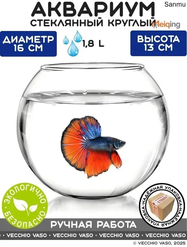 Круглый аквариум 1.8 л прозрачный