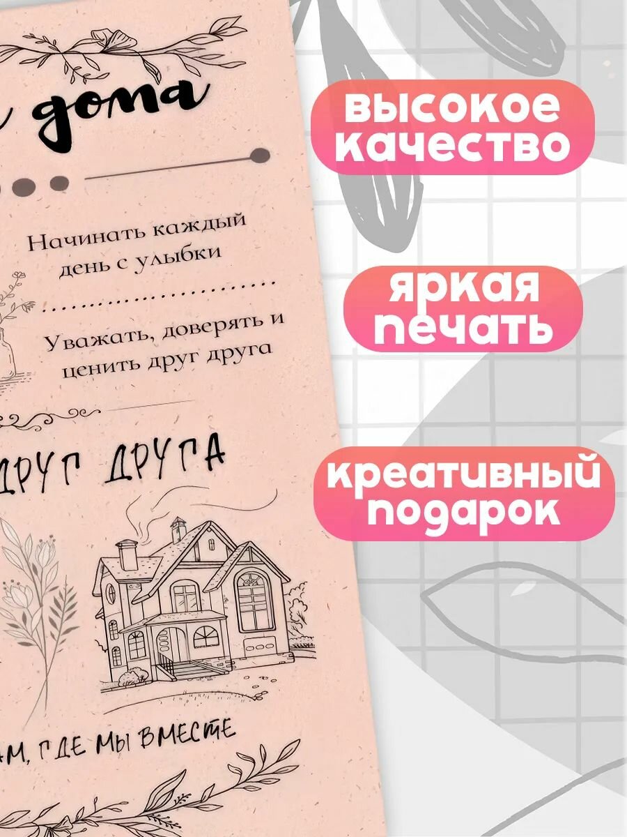 Постер на стену Правила дома , плакат 1шт, А2 размер. — фото 1
