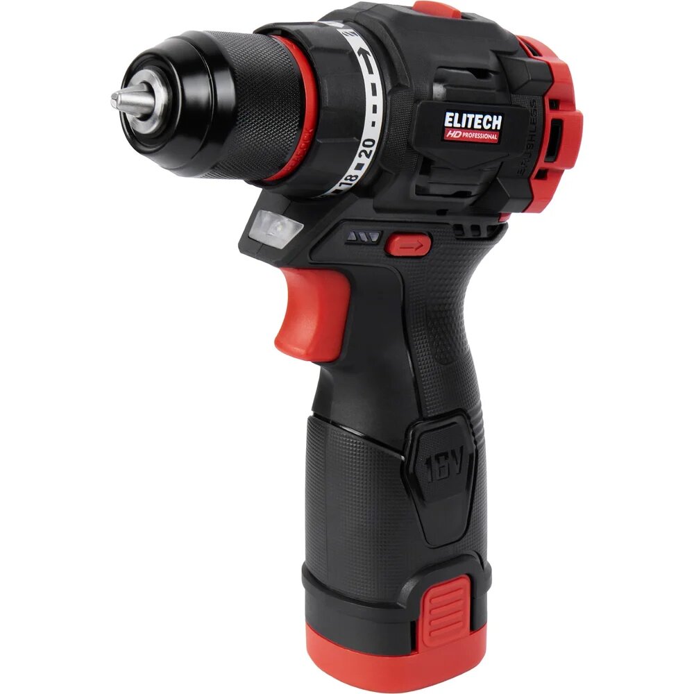 Аккумуляторная дрель Elitech CD 16L2 (16В, 2х2Ач, 55Нм, BL) HD 205715