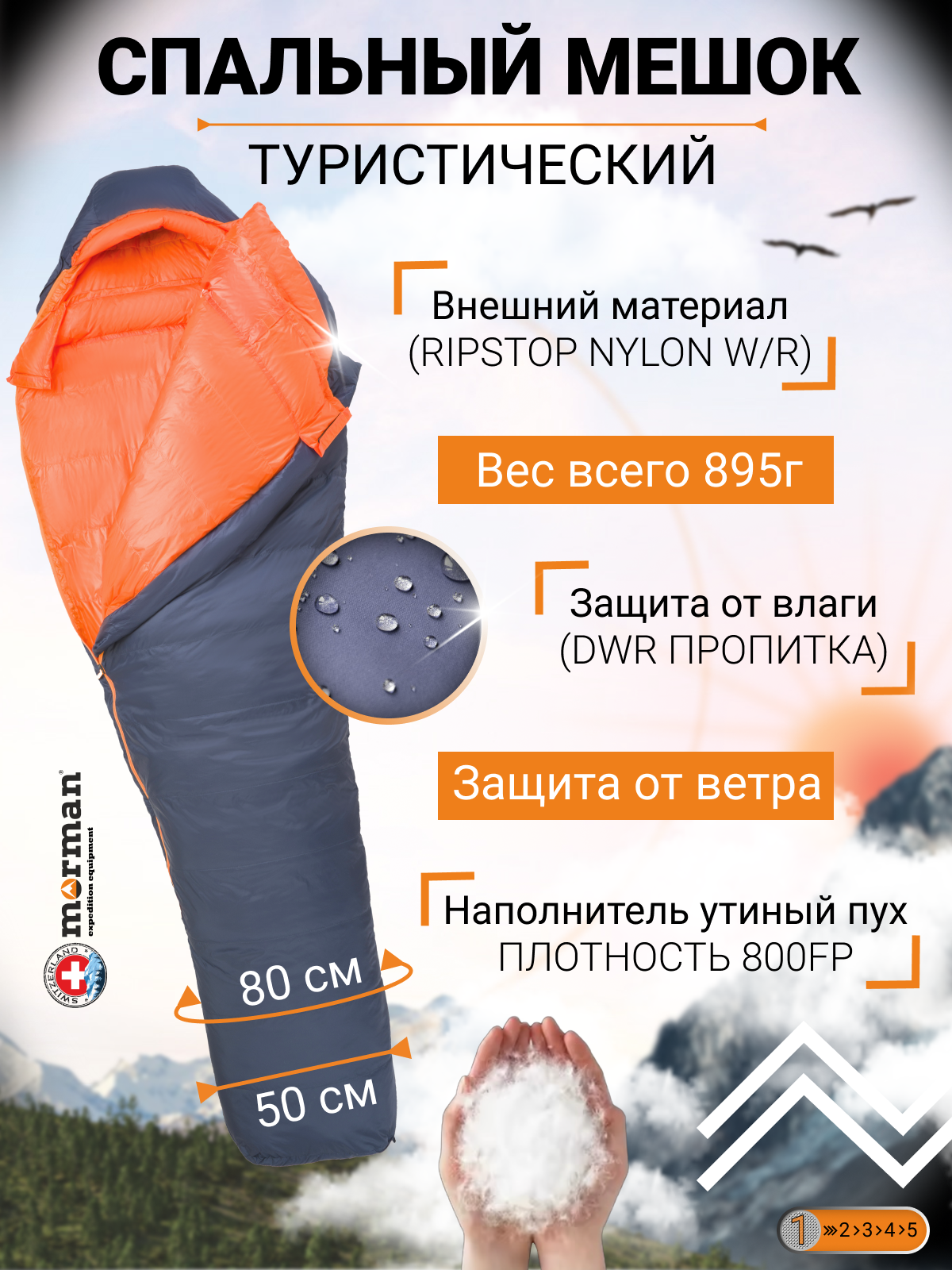 Спальный мешок туристический в чехле 215х50 до -10 градусов