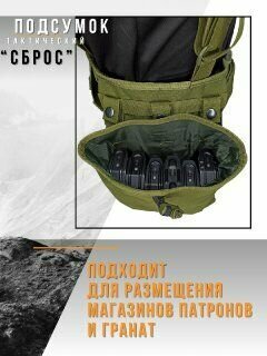 Подсумок тактический большой под сброс пустых магазинов цвет олива
