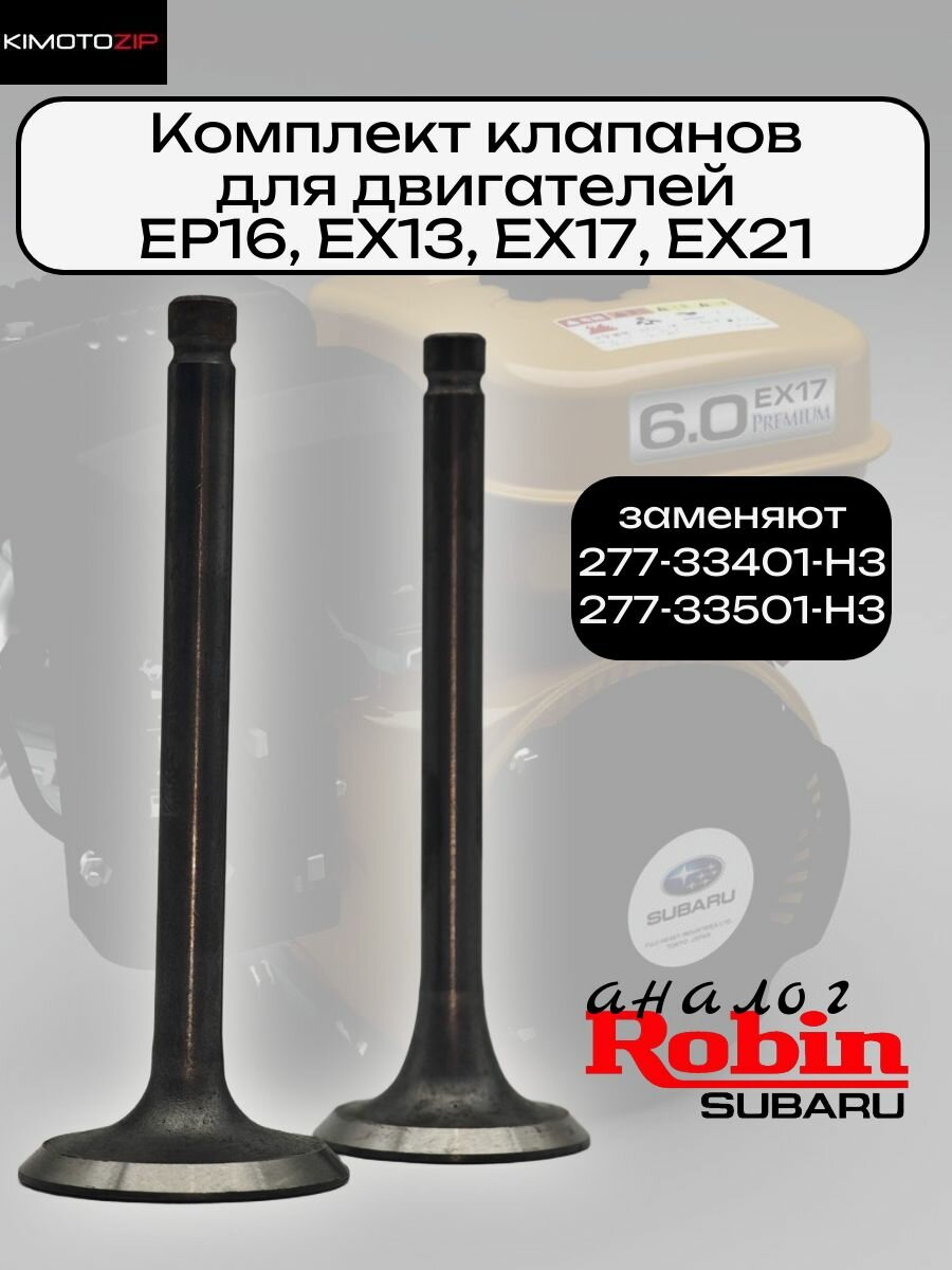 Комплект клапанов для двигателей Robin Subaru EP16, EX13, EX17, EX21 (заменяют 27733501H3, 27733401H3)