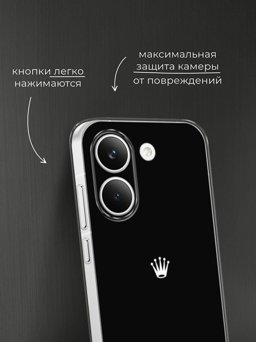 Чехол на Poco X8 Pro / Поко X8 Про с принтом Белая корона на черном фоне — фото 1