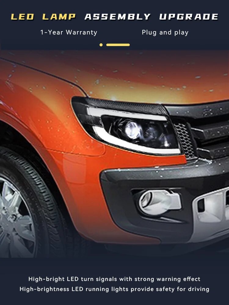 Фары для Ford Ranger T6 2012 2013 2014 Ranger T6 Фара дальнего и ближнего света Интегрированные светодиодные лампы Передняя лампа Аксессуары