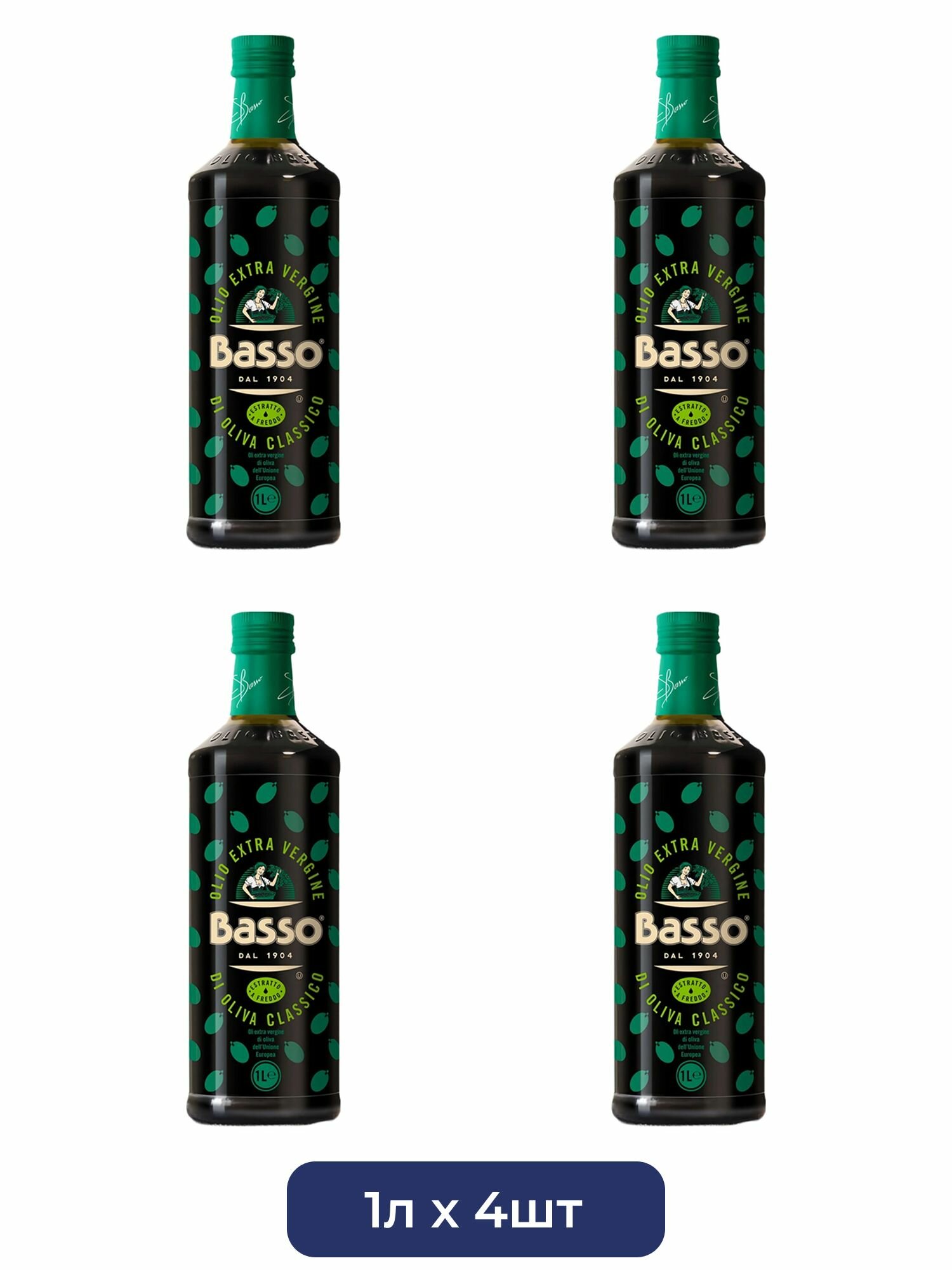 Масло Оливковое Basso Extra Virgin Нерафинированное 1л х 4шт.
