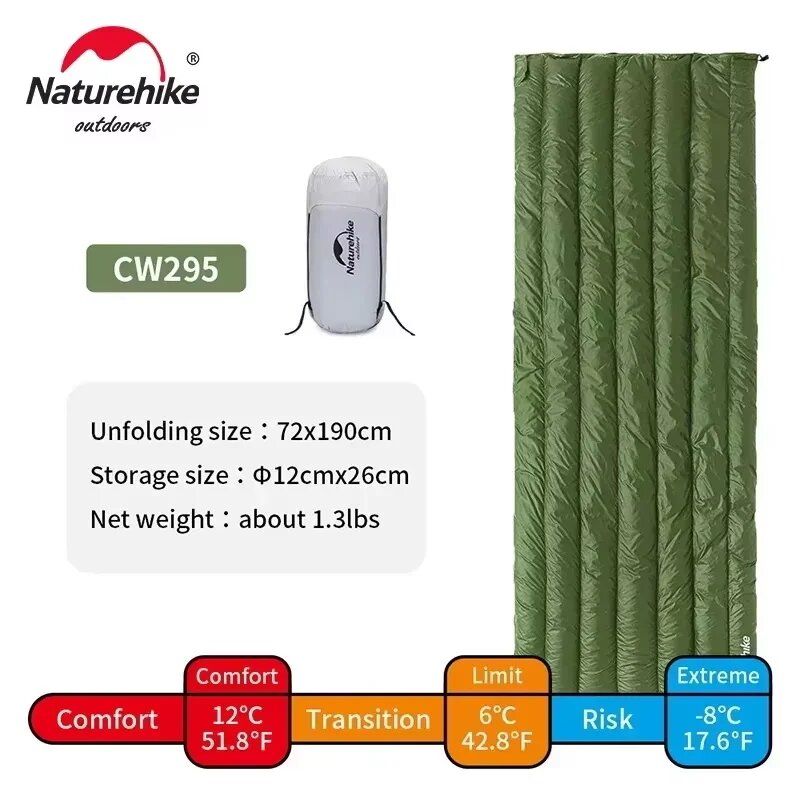 Naturehike CW280 Спальный мешок Ультралегкий Зеленый, CW295 Green Duck