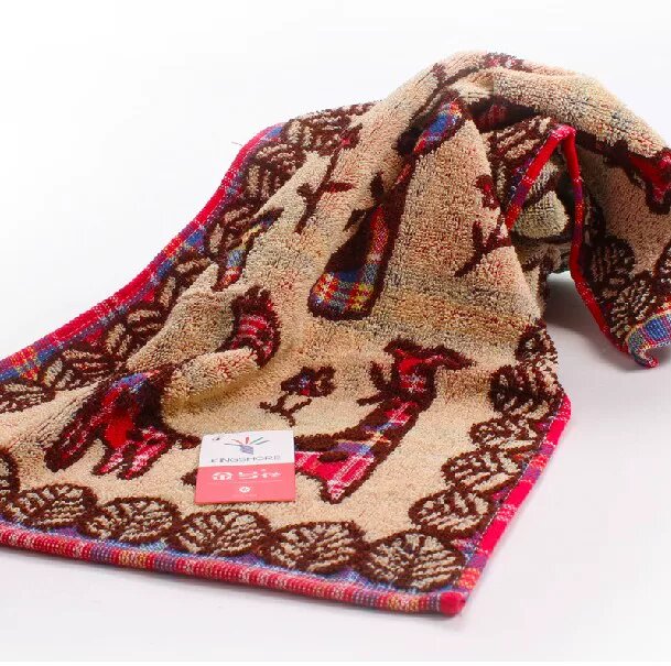 Мягкое полотенце для детей из 100% хлопка с милым рисунком оленика, 52x27 см, красное для малышей и детей