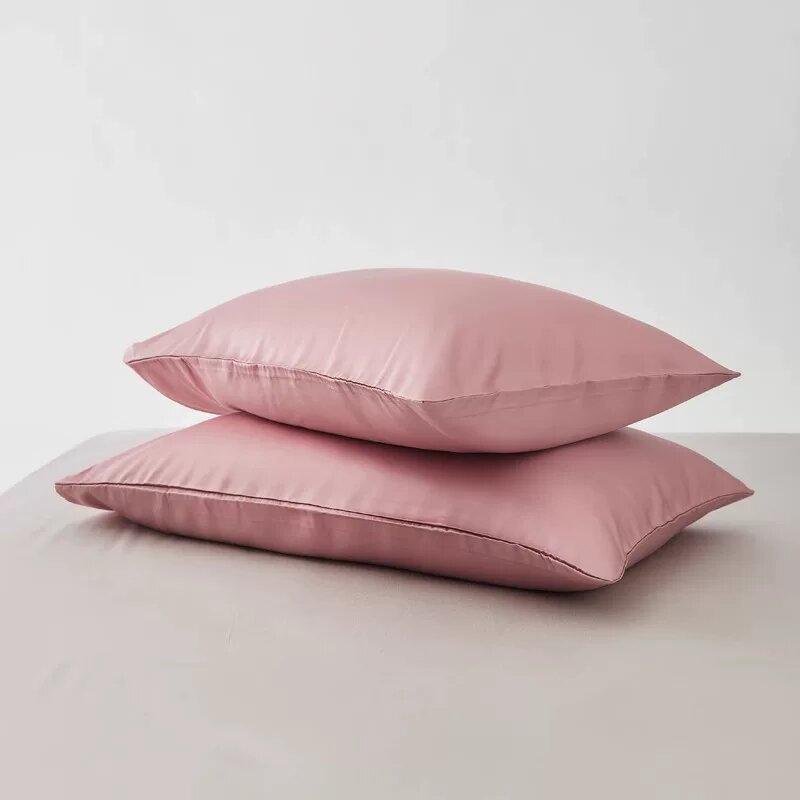 Летняя подушка Tencel комплект из двух, 48x74 см, малиновый розовый, дышащая льняная ткань для постельного белья