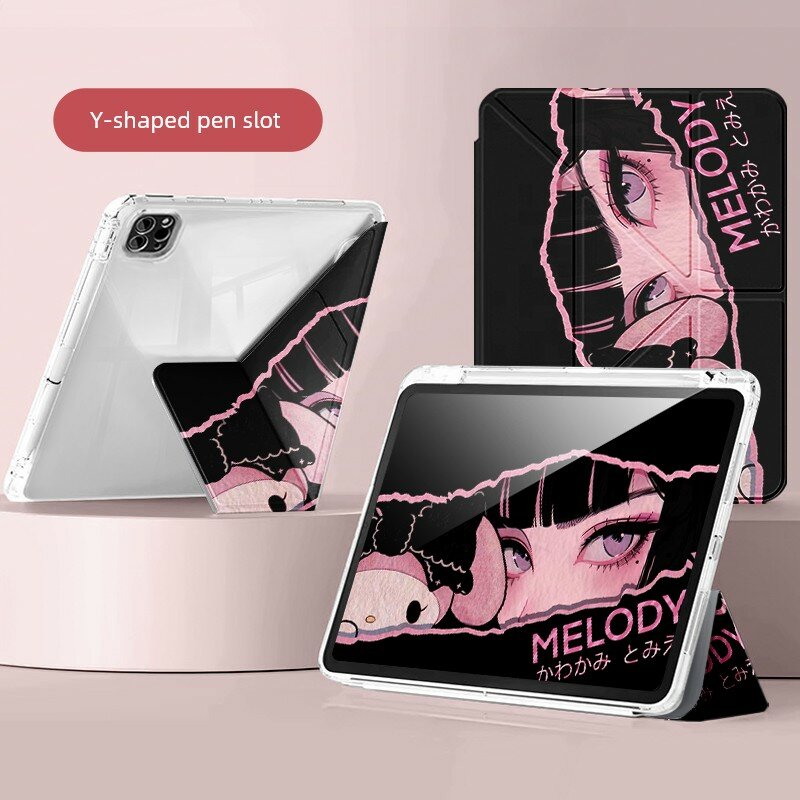 IPad 2021 (10,2 дюйма) [Melody Fuyu L] 3+Y Складной подставка | Многоугольная поддержка | Слот для ручки |