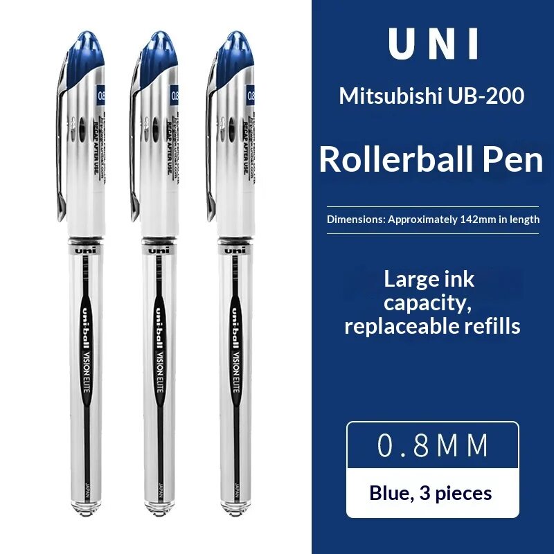 Ручки гелевые Uni Mitsubishi UB-200, синий, 3 шт