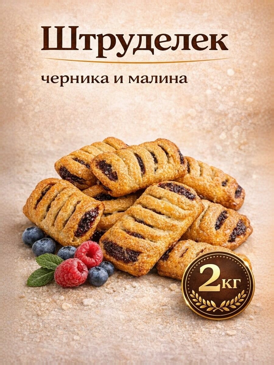 Печенье Штруделек черника и малина, 2 коробки по 2 кг