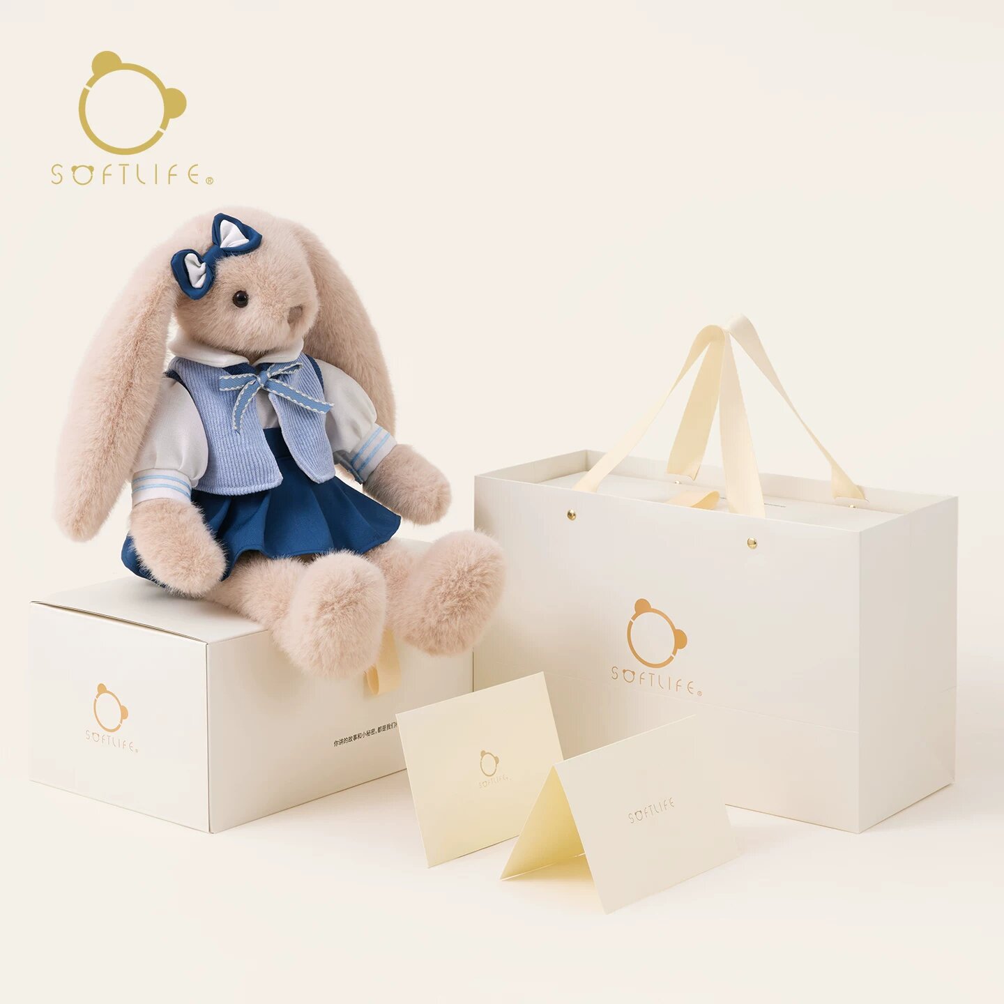Мягкая игрушка-зайчик Softlife в изысканной подарочной упаковке для девочек, высота 40 см