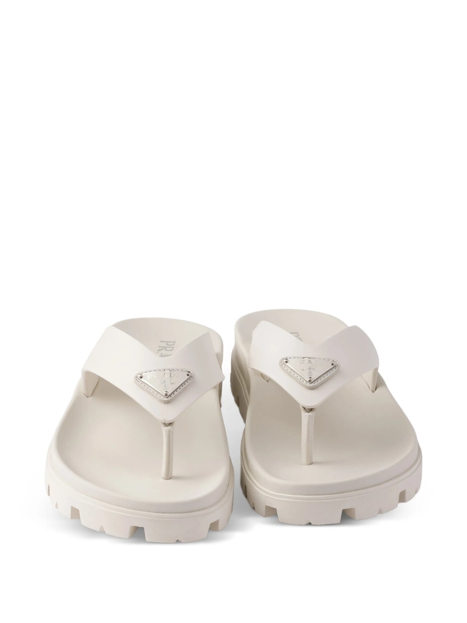 Босоножки Prada Rubber thong sandals, размер 10 US, бежевый/белый — фото 1
