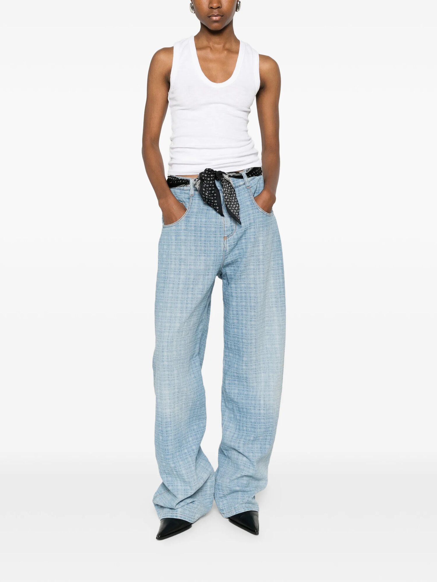 Джинсы Ermanno Scervino Check-pattern belted jeans, размер 40 — фото 1