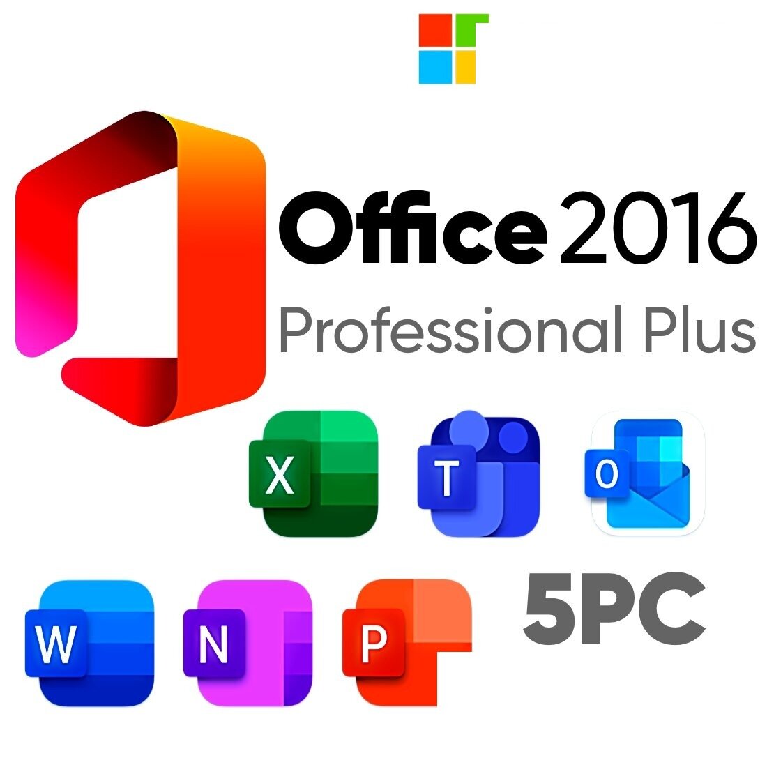 Ключ Microsoft Office 2016 Pro Plus активация на 5 ПК электронный ключ (без привязки к учетной записи)