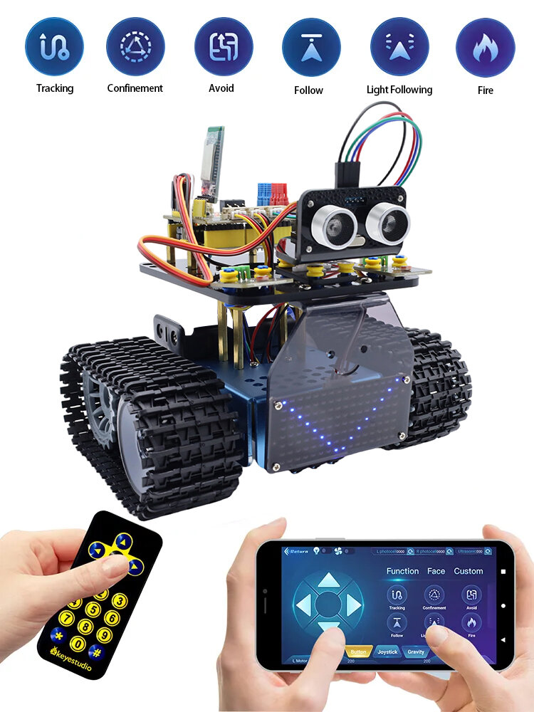 Keyestudio Mini Smart Tank Robot V3.0 для Arduino, совместимый с Arduino и Mixly