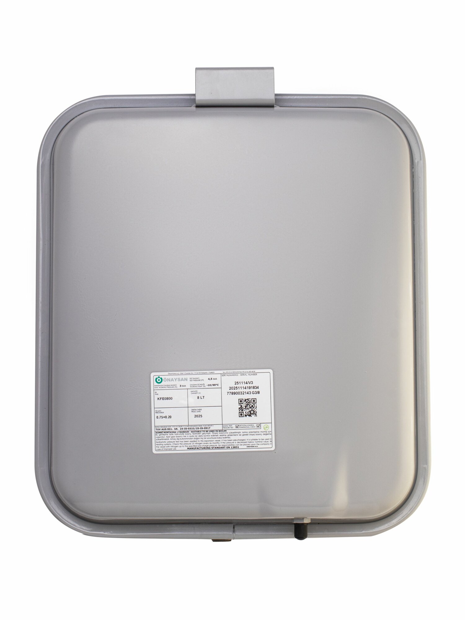 Расширительный бак для котлов Viessmann Vitodens 100 WB1С (пр-во Onaysan, Турция), 8 л, 3/8". 7837231