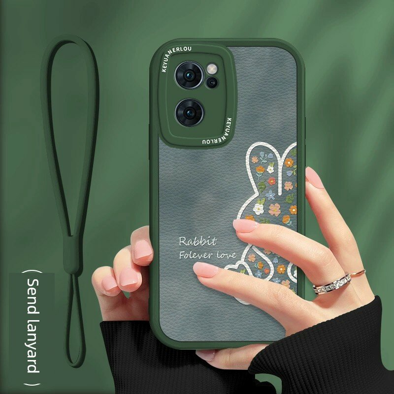 Чехол для OPPO Reno8 Pro с полным покрытием объектива, цвет: светло-зеленый, мягкий силикон, в комплекте шнур