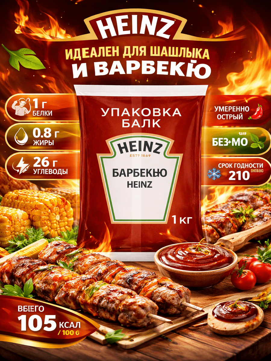 Соус Heinz Барбекю, 1кг х 6 шт