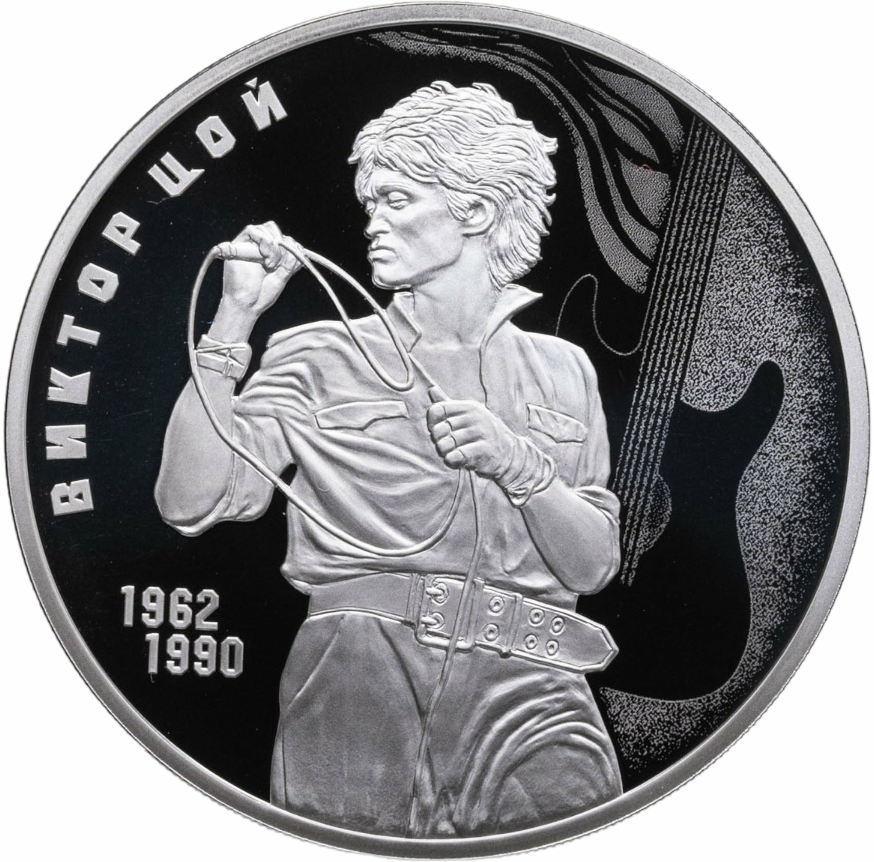 3 рубля 2023 СПМД Proof "Виктор Цой" с сертификатом, Серебро 925