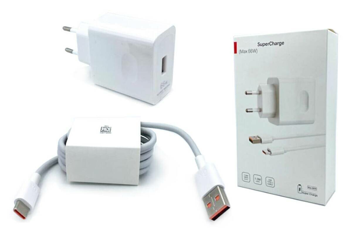Быстрая зарядка для Huawei/Honor SuperCharger 66W + кабель Type-C Белый