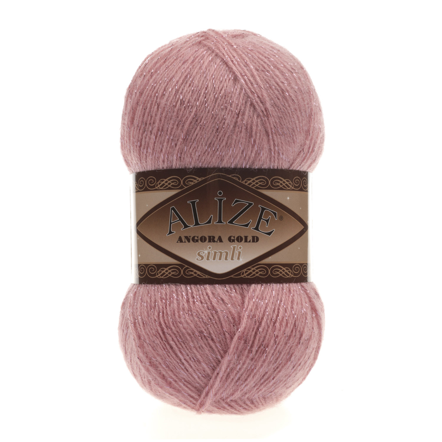 Пряжа для вязания Angora Gold simli Alize 2 мотка (500 м, 100 гр), цвет 144 розовый лосось