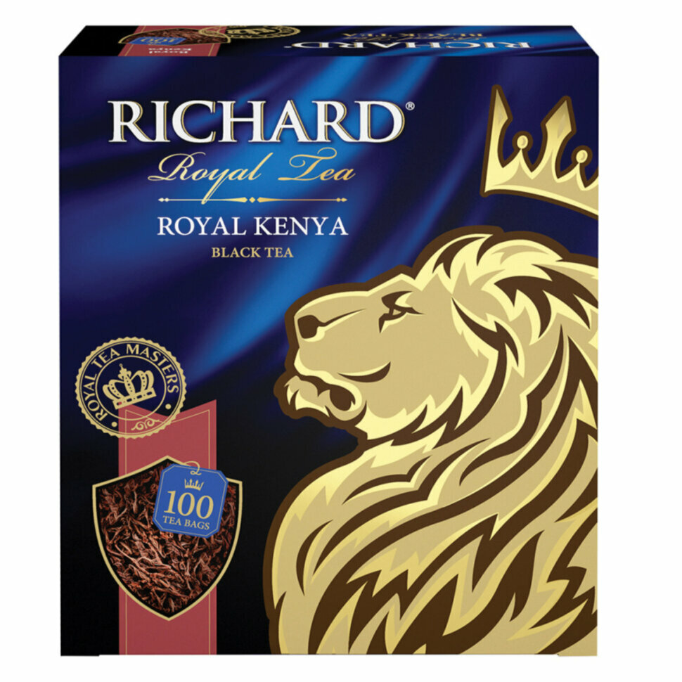 Чай RICHARD "Royal Kenya" черный кенийский, 100 пакетиков по 2 г, 100438, 622171