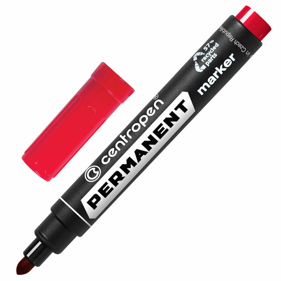 Маркер перманентный CENTROPEN 8566, красный, круглый наконечник, 2,5 мм, 5 8566 0104, 150062