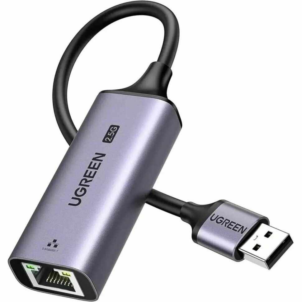 Сетевой адаптер UGREEN CM648 (25051) USB-A 3.0 to RJ45 2.5G серый, 2162586