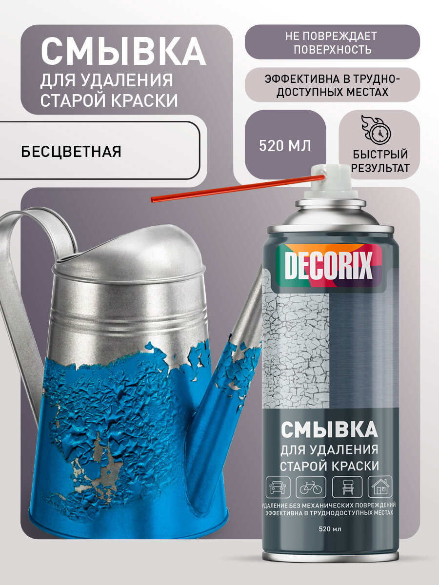 Смывка краски с металла, дерева, пластика аэрозоль - смывка краски DECORIX в баллончике 520 мл