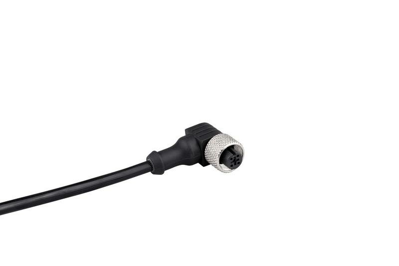Кабель соединительный 2м с гнездом M12х4 90град. ПУ IP68 EMAS SKM12P4DXP2