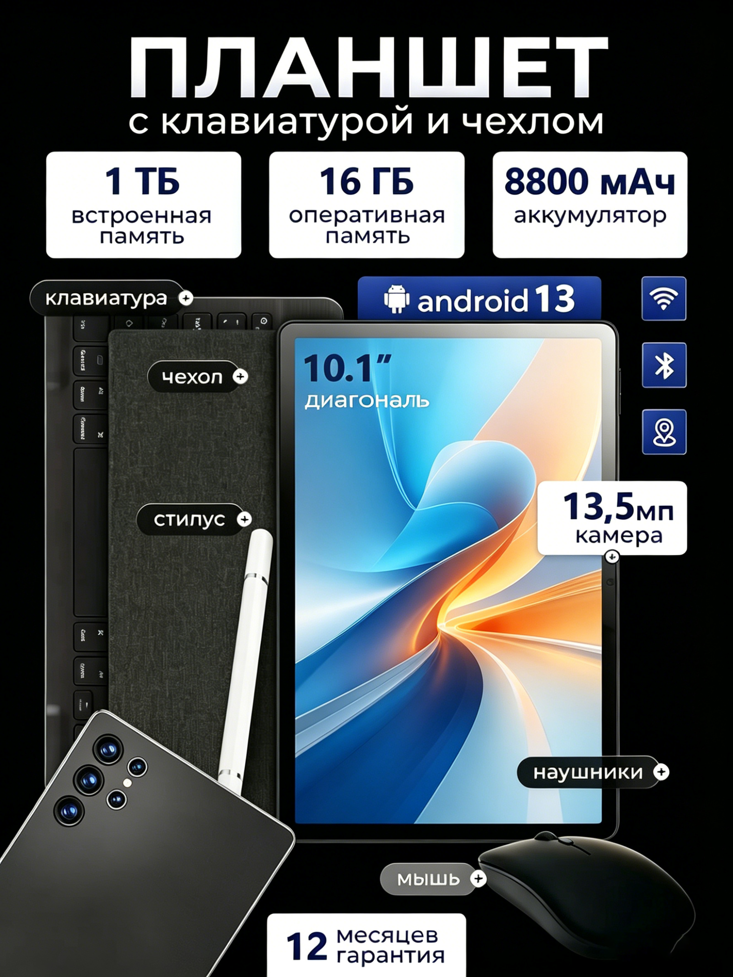 Планшет ADVEPRO S24ULTRA, восьмиядерный, IPS-экран 11,6", 16ГБ/1ТБ, Android 14