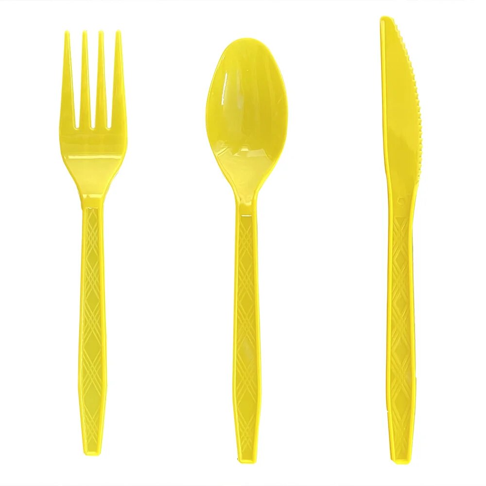 Одноразовые пластиковые столовые приборы AADECORZZ 30 шт. Желтый, 30pcs each of 10