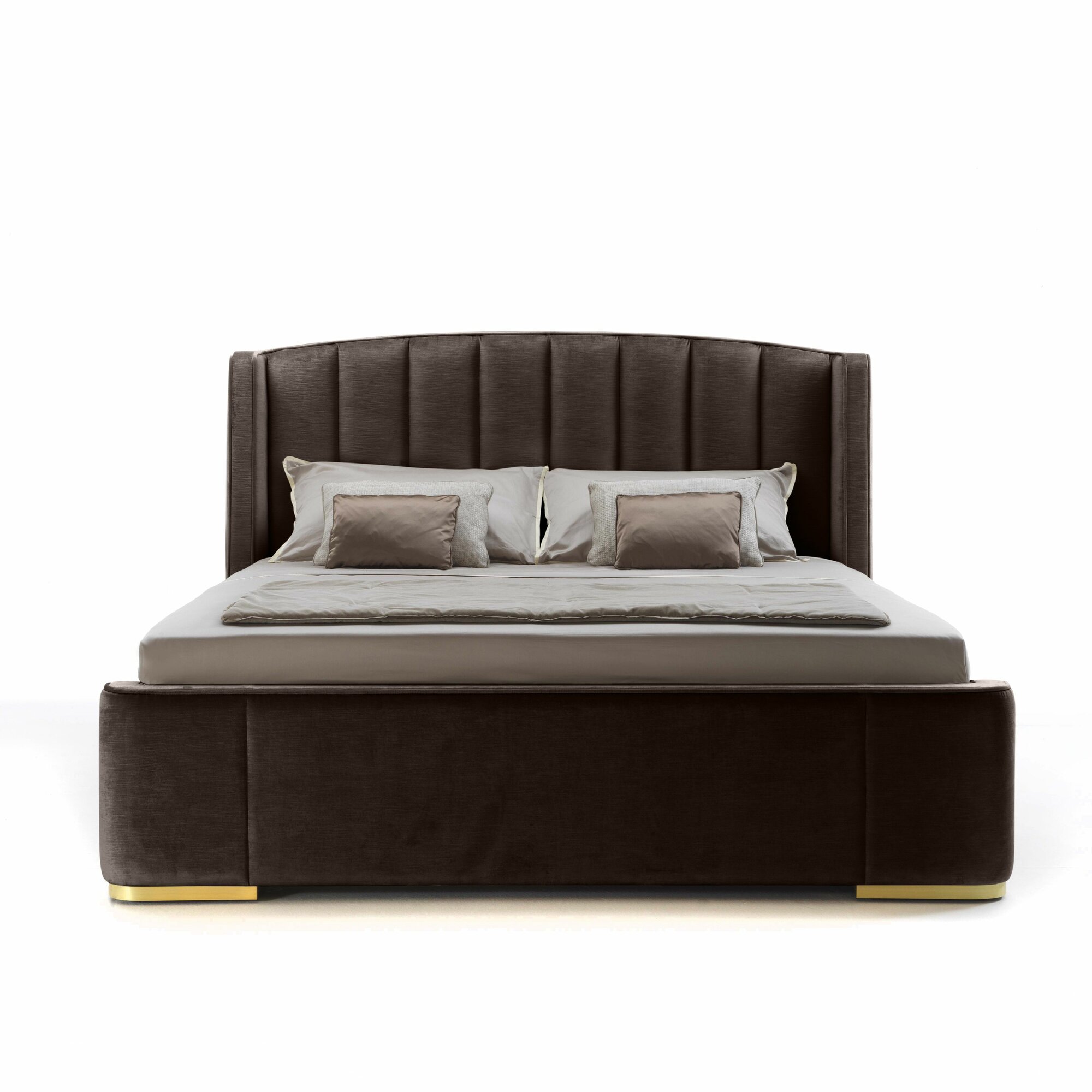 Двуспальная кровать Hodos Home Madison 180х200, высота изголовья 120, с подъемным механизмом и ящиком для белья, коричневый