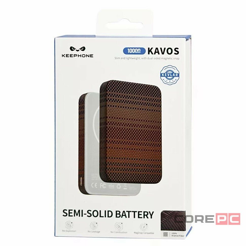 Повербанк Powerbank магнитный с MagSafe Keephone Kavos Semi-Solid Battery 10000mAh коричневый
