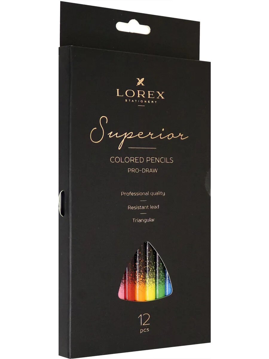 Карандаши цветные, трехгранные "Superior", 12 цветов
